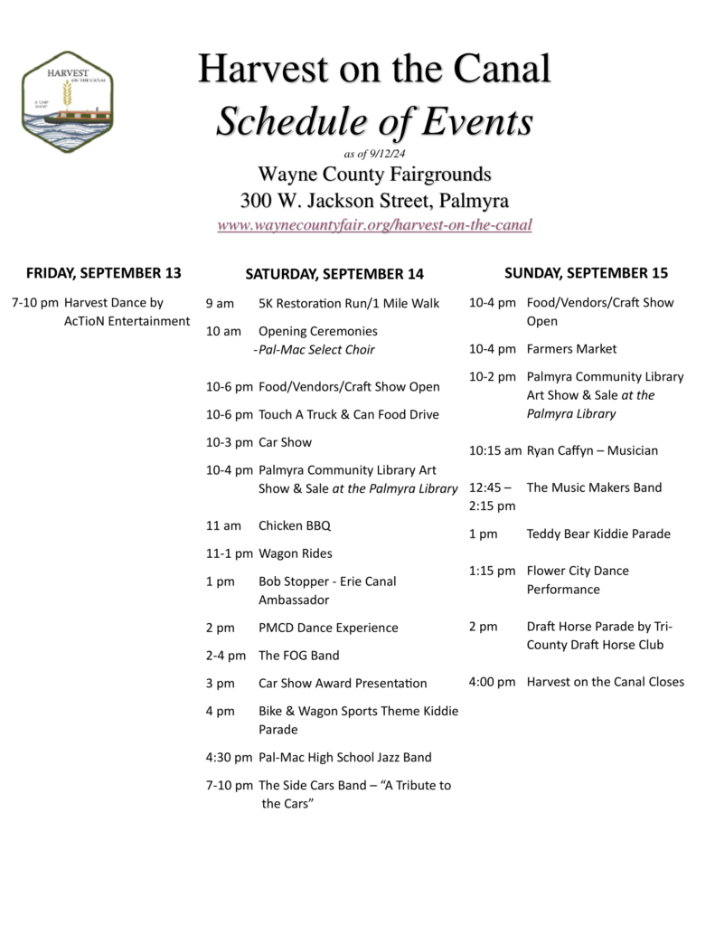 Harvest on the Canal: Information | Wayne County Fair - Palmyra, NY